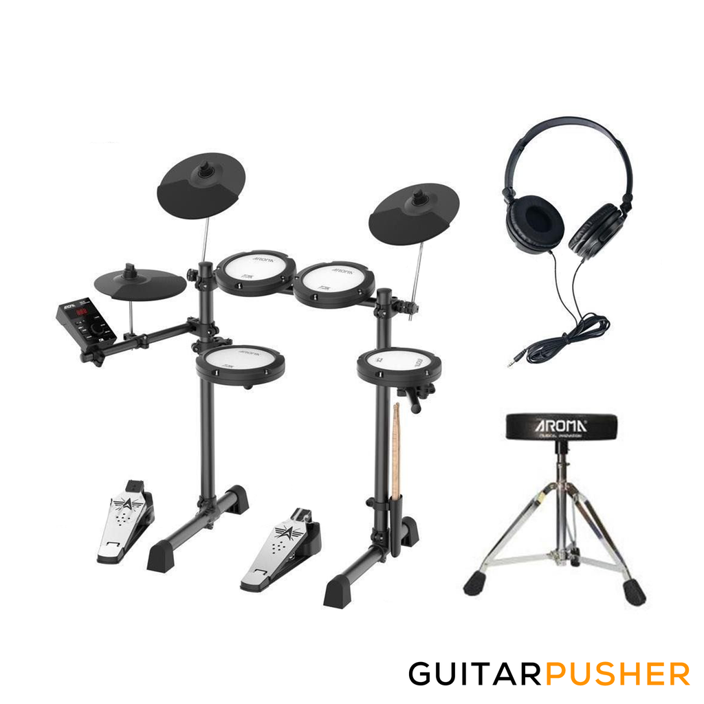 Aroma TDX-18P Mesh Electronic Drum Set w/ Chair & Headphones – GuitarPusher