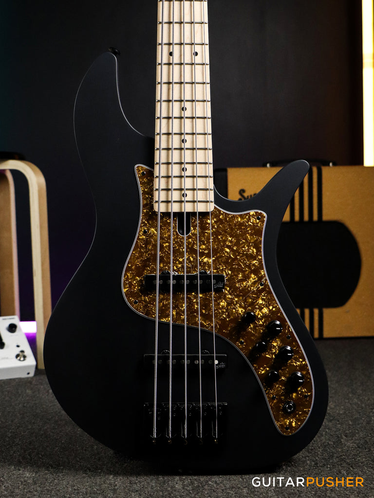 FBASS VF5-J 5-String Bass (Black Matte) - Ash Flat Top Body, Maple Fin ...