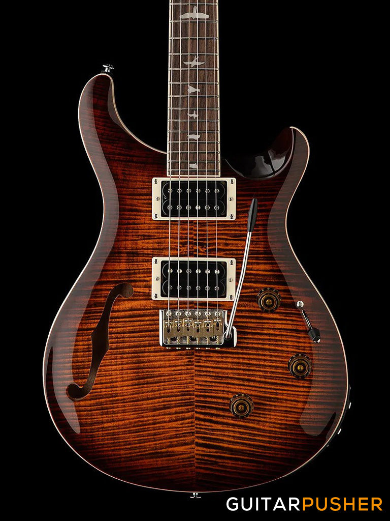 PRS Guitars SE Custom 24 Semi-Hollow Piezo Electric Guitar (Orange Tig ...
