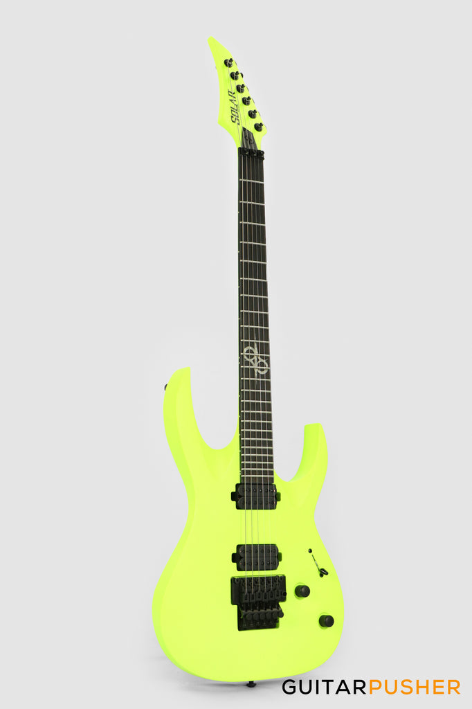 Solar Guitars A2.6FR LN Lemon Neon Matte Electric Guitar w/ Floyd Rose ...