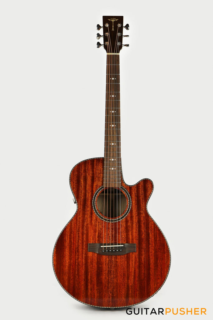 Tyma A1 Custom-ZL Solid Mahogany Top Striped Ebony OM Acoustic-Electri ...