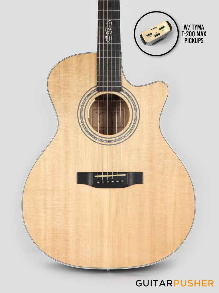 Tyma TG-15E Solid Sitka Spruce Top Grand Auditorium Acoustic-Electric – GuitarPusher