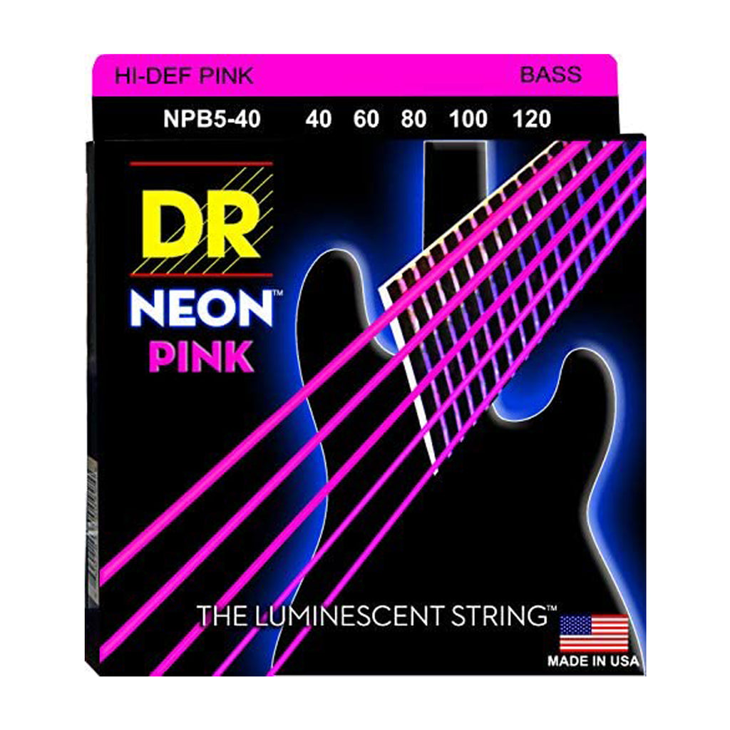 DR Hi-Def NEON Pink 5-String K3 Coated Bass Strings – GuitarPusher