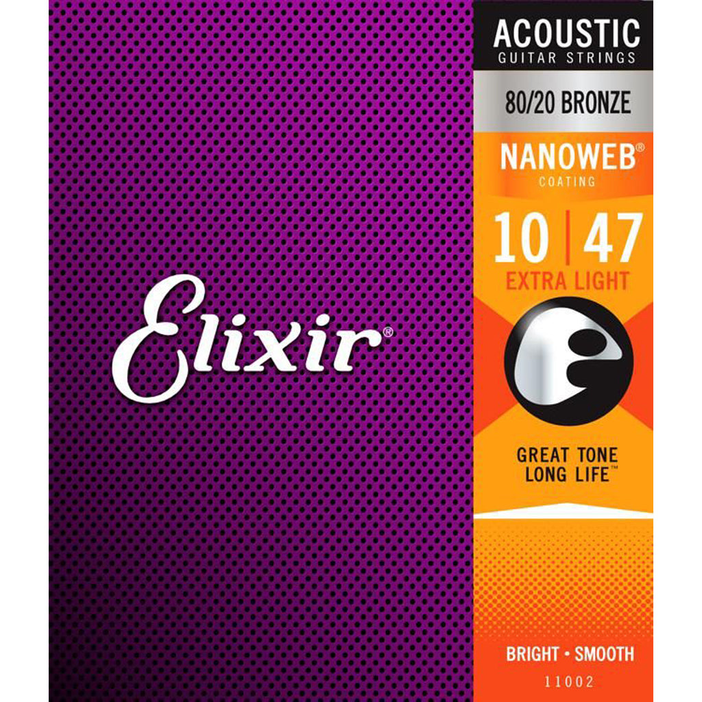 Elixir Acoustic 80/20 Bronze Standard Gauge Acoustic Guitar Strings wi ...