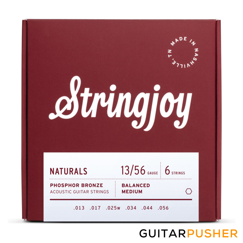 Stringjoy Acoustic Guitar String Set Medium - Natural Bronze 13s (13-5 ...