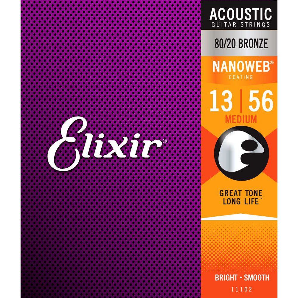 Elixir Acoustic 80/20 Bronze Standard Gauge Acoustic Guitar Strings wi ...